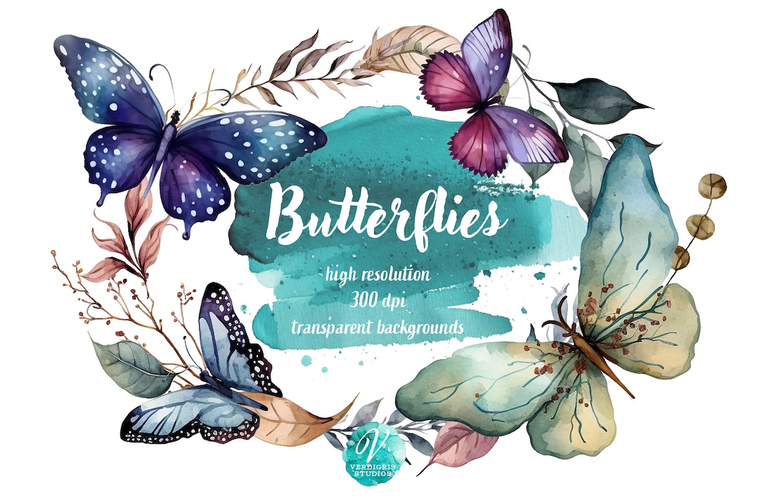 Whimsical Watercolor Butterfly Clipart Set - Digital Download for ...