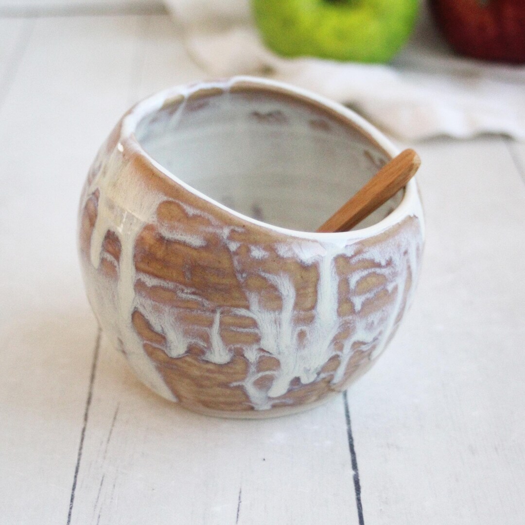 Rustic White Ocher Ceramic Salt Cellar, Stoneware Salt Pig, Made in USA ...
