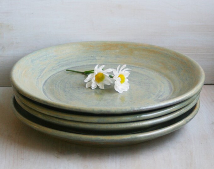 RESERVED for Stephanie - Ceramic Dinner Plates Rustic Green Plates ...