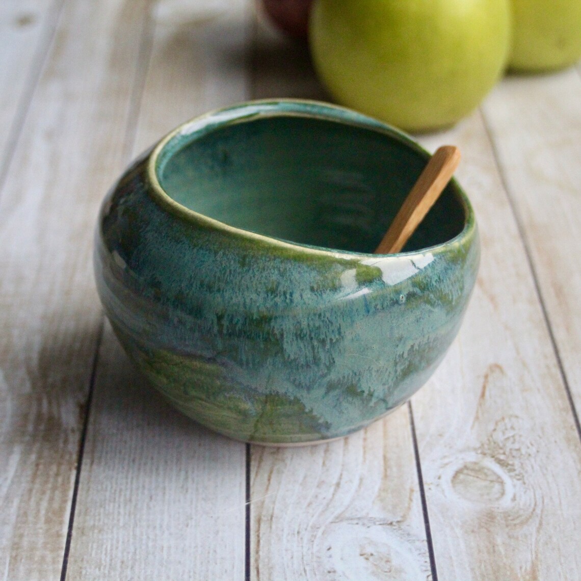 Ceramic Salt Cellar in Rustic Textured Green Glaze Handmade | Etsy