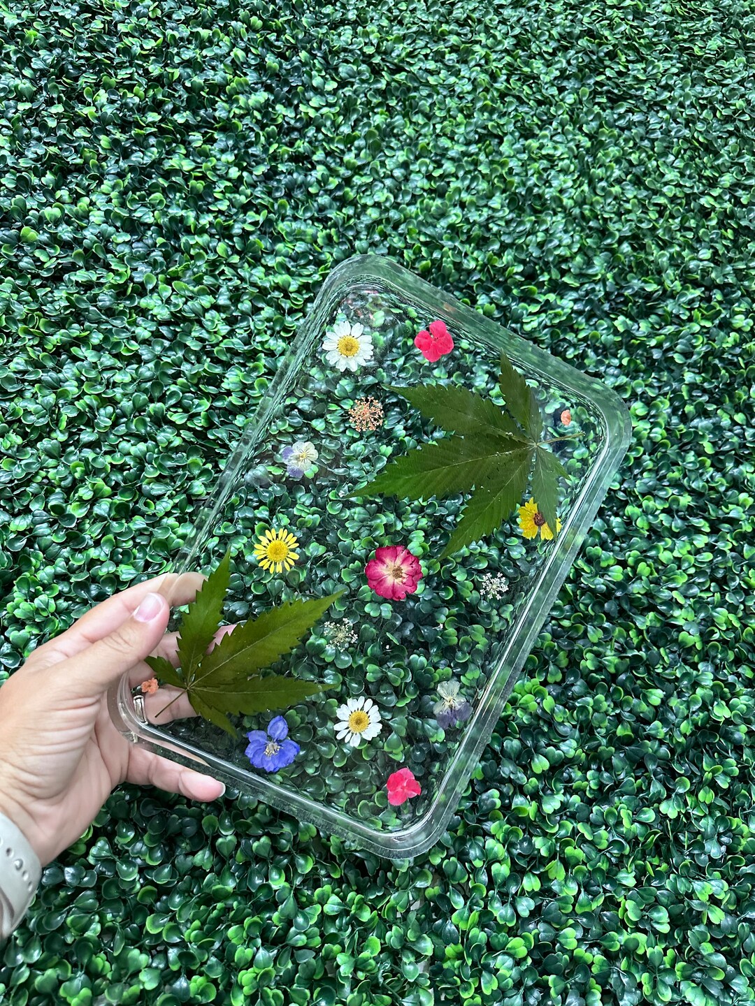 Real Marijuana Leaf Floral Rolling Tray Multicolored - Etsy