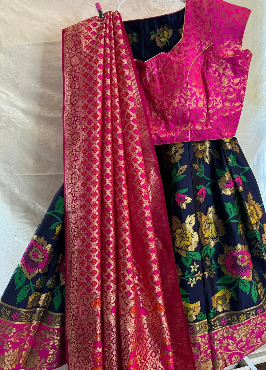 Traditional Indian Navi and Pink Color Lehenga Set - Etsy