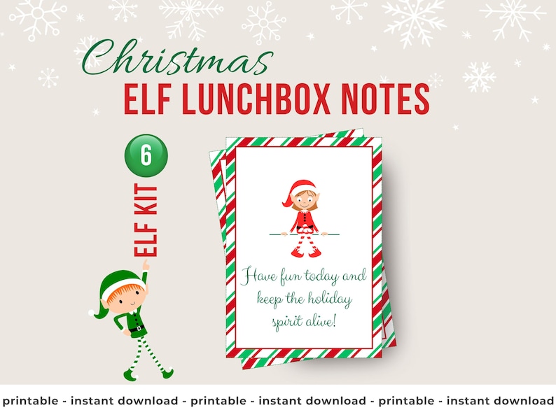 Printable Christmas ELF Kit ELF Lunchbox Notes Elf on the Shelf Elf ...