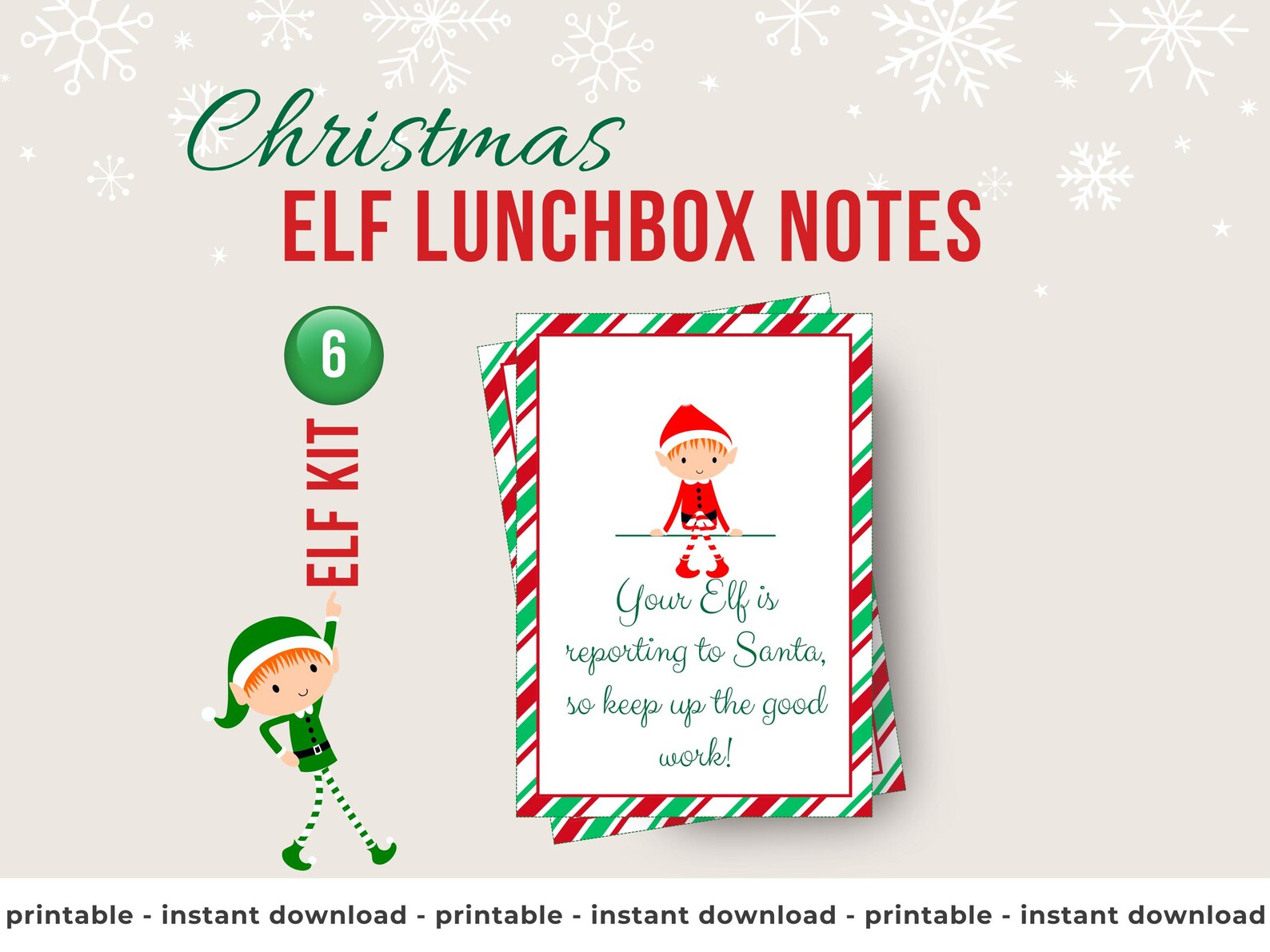 Printable Christmas ELF Kit ELF Lunchbox Notes Elf on the Shelf Elf ...