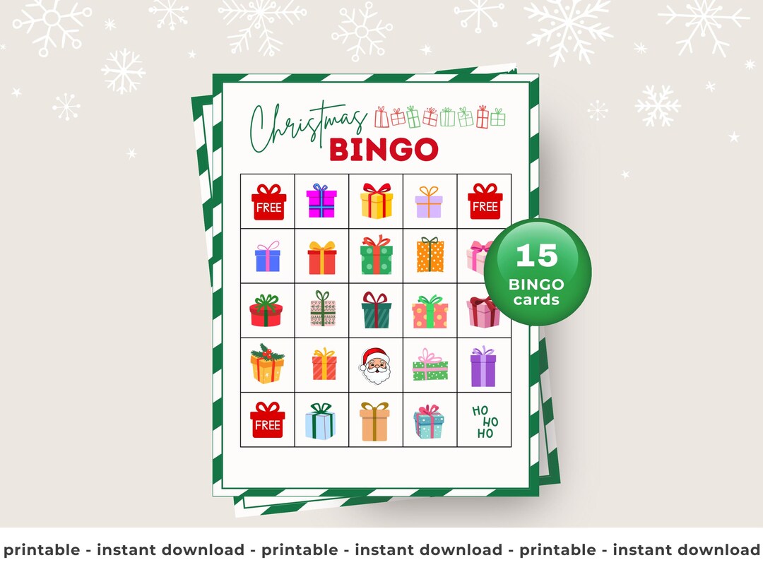 Printable Christmas Bingo Game / Cards Christmas Activity Kids / Adults ...