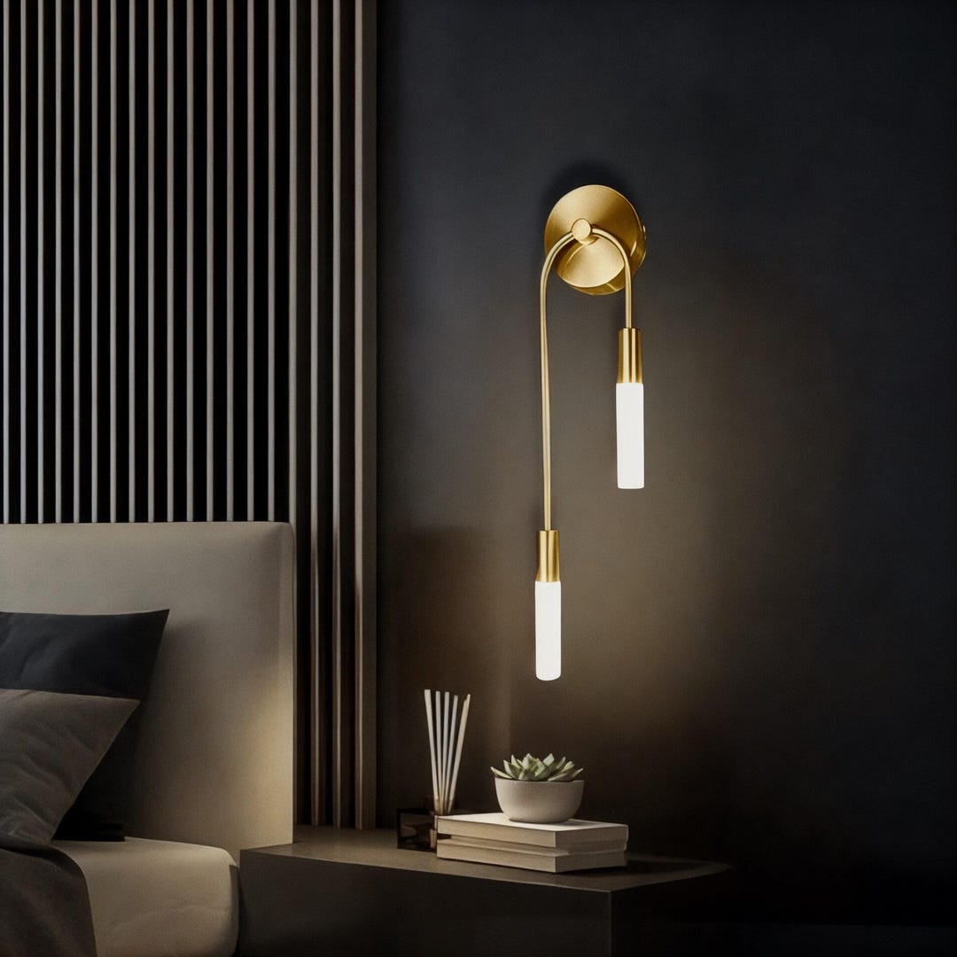 Double Lamp Wall Sconce, Bedside Wall Lamp, Bedroom Sconce, Led Wall ...