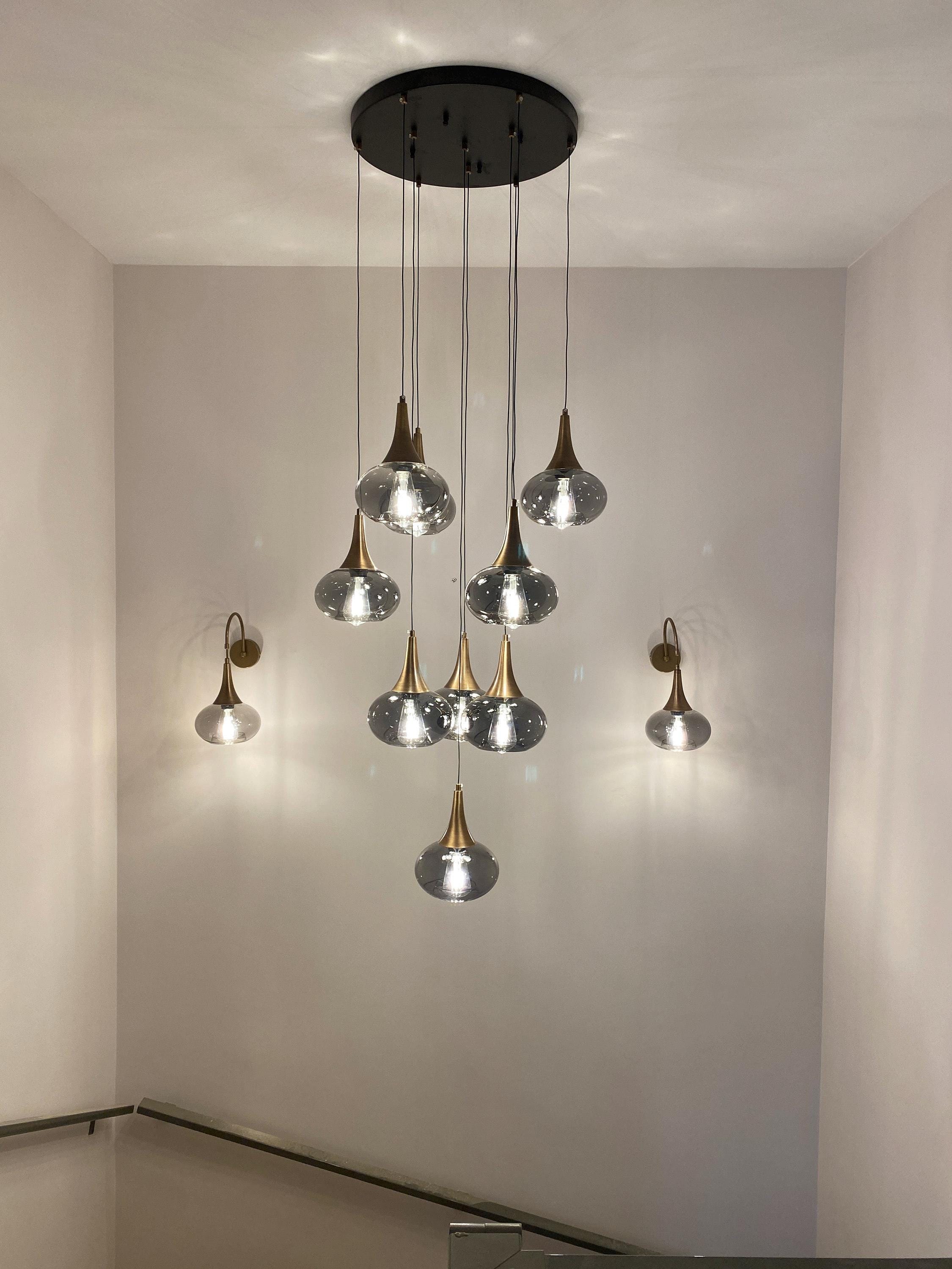 Balloon Pendant Light, Blown Glass Chandelier, Stairwell Chandelier ...