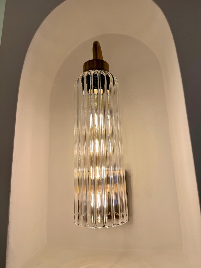 Artisan Blown Glass Wall Light, Handmade Brass Sconce, Luxury Modern ...