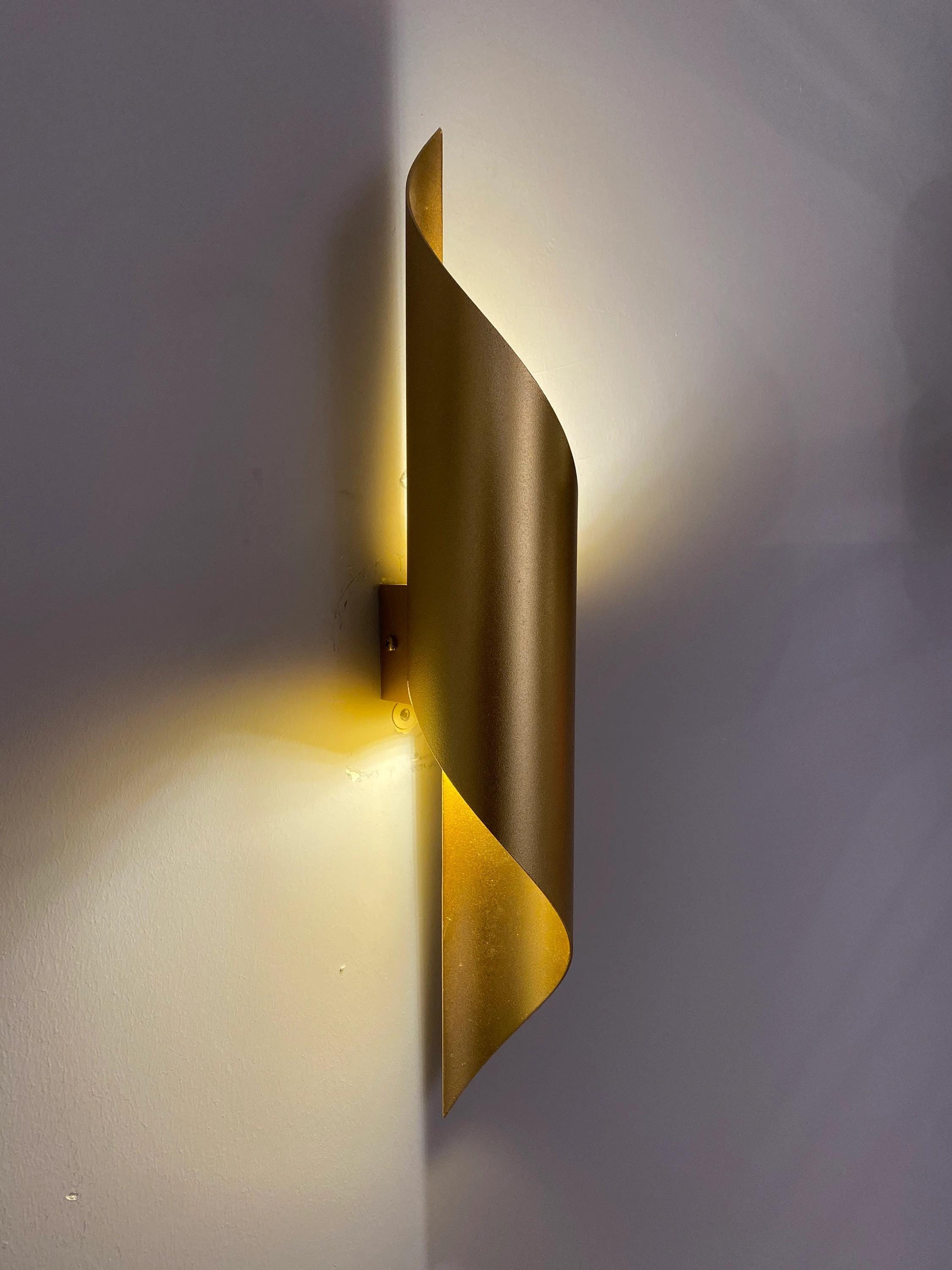 Gold Spiral Wall Sconce, Modern Wall Sconce, Bedroom Wall Sconce ...