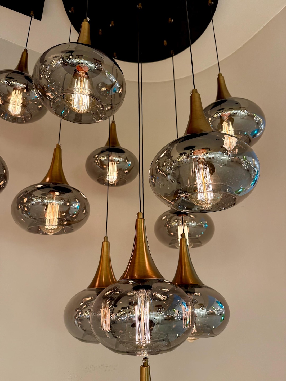 Balloon Pendant Light, Blown Glass Chandelier, Stairwell Chandelier ...