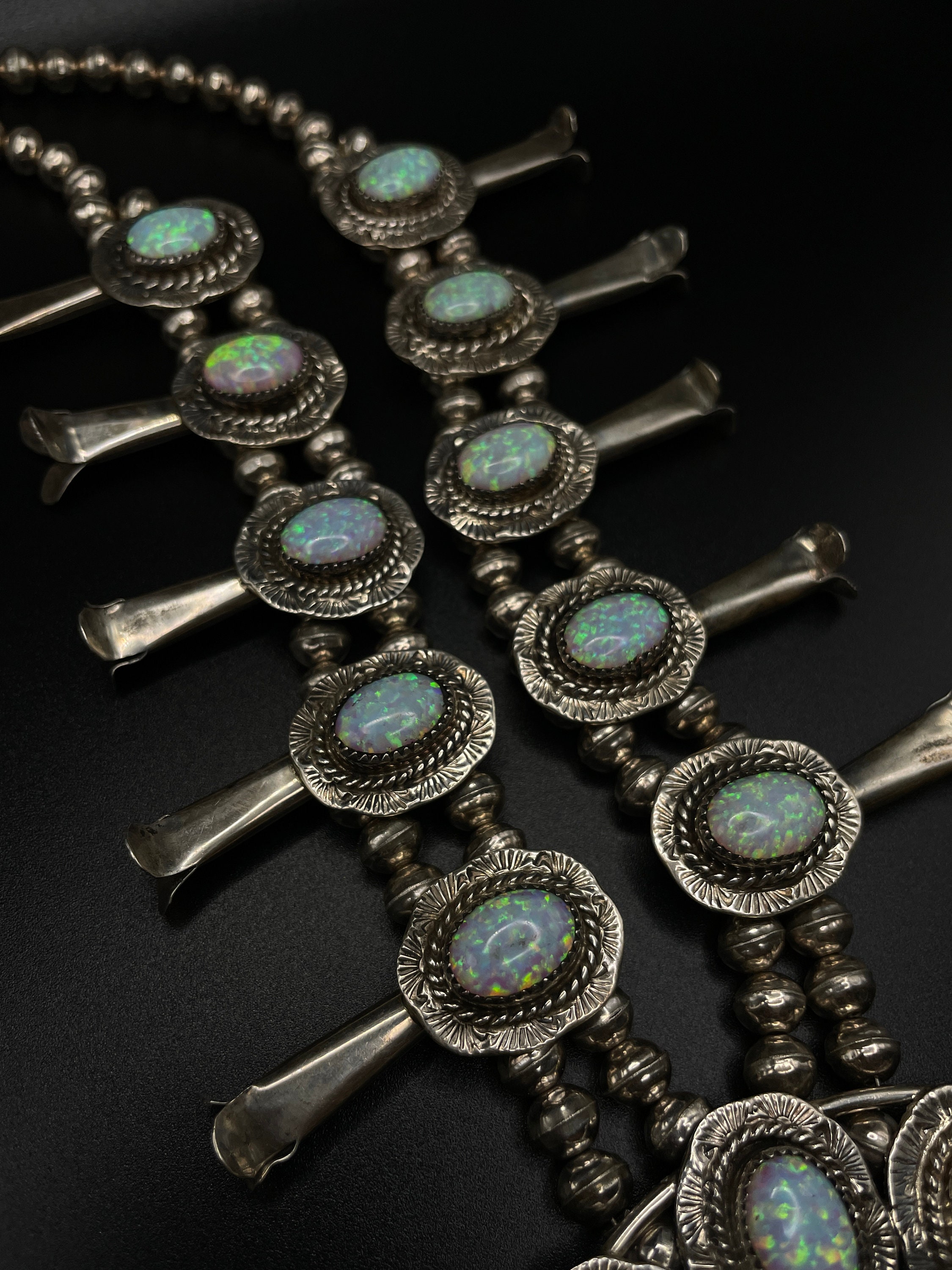 Necklace: Bobby Etsitty Opal Squash Blossom - Etsy