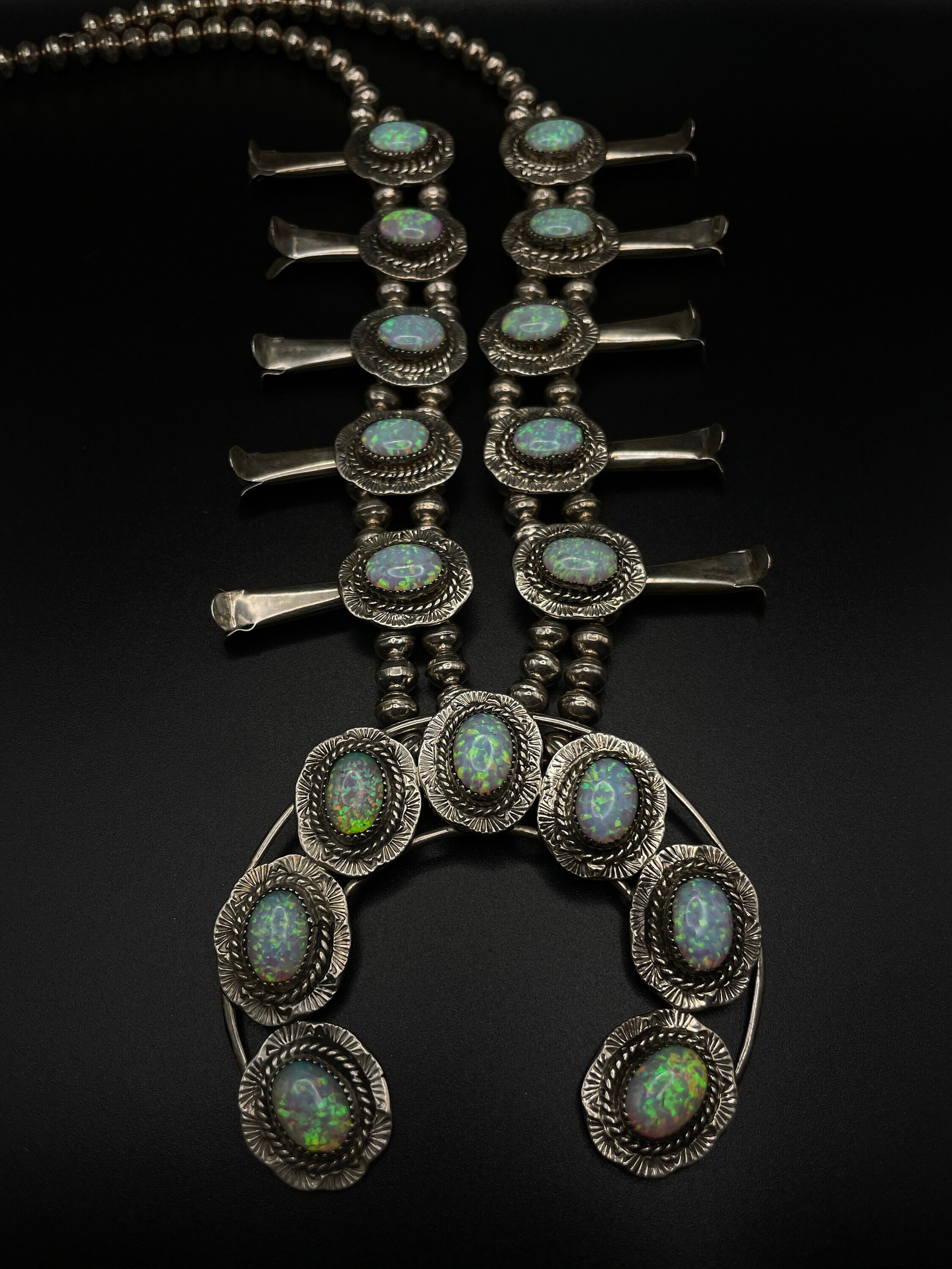 Necklace: Bobby Etsitty Opal Squash Blossom - Etsy