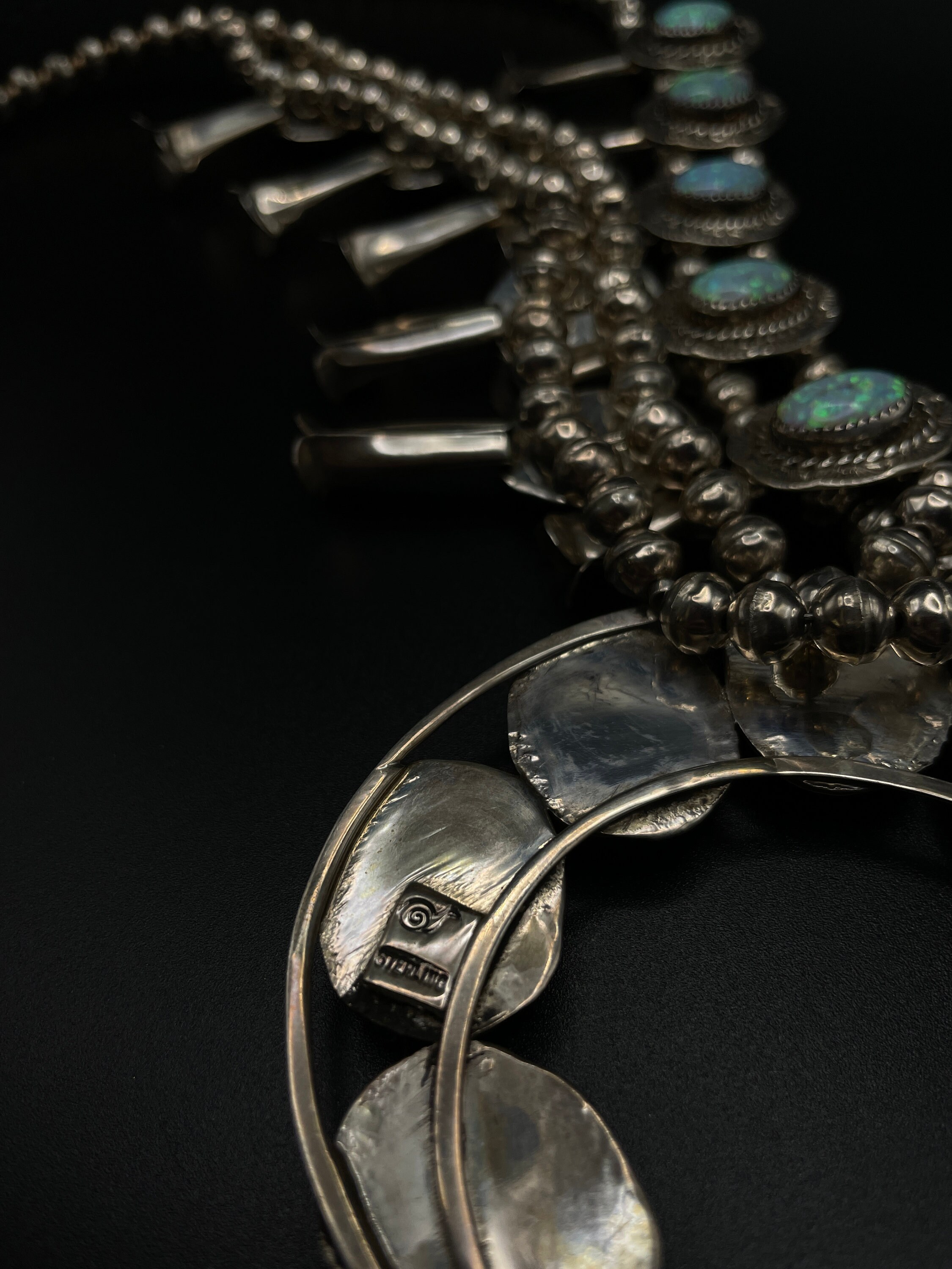 Necklace: Bobby Etsitty Opal Squash Blossom - Etsy