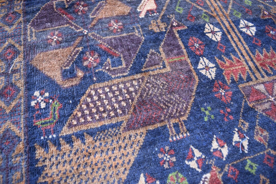 Rare Pictorial Birds Rug , Wall Hanging Decorative Rug , Natural Dyes ...