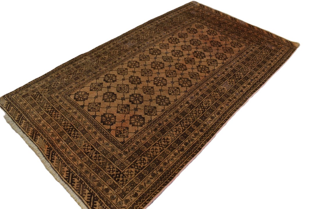 Natural Dyes Terracotta Antique Rug, 3.8x6.4 Ft, Handmade Soft Pile ...