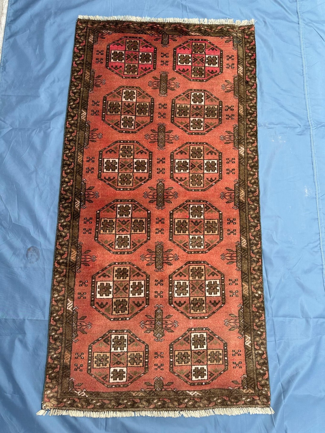 2.11x5.9 Ft Afghan Traditional Antique Rug , Hand Knotted Natural Dyes ...