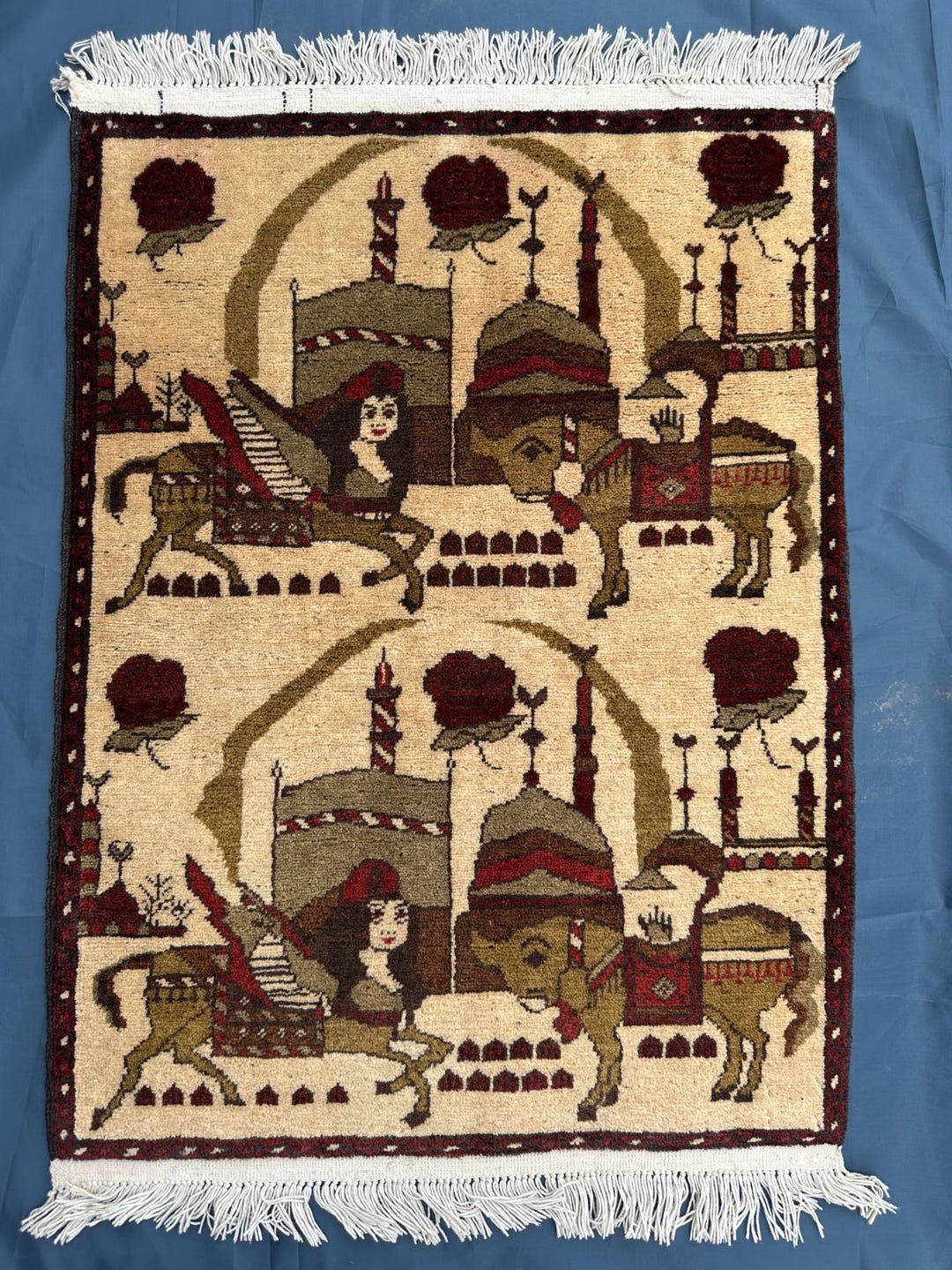 Handmade Pictorial Wool Rug, Afghanistan Wall Hanging Decor (2'x2'8 ...
