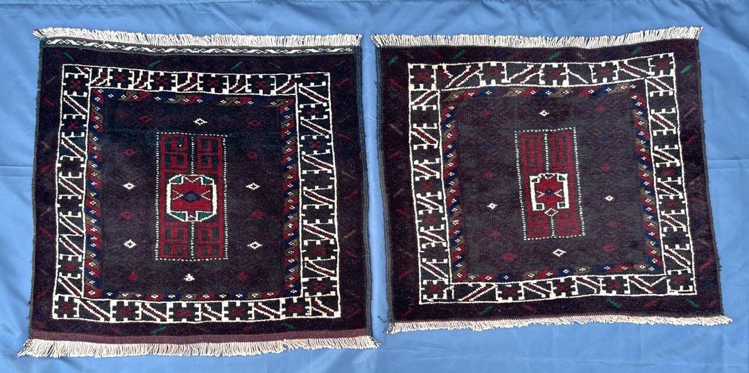 Set of 4 Handmade Wool Rugs, Square Afghan Decor, Table Cover - Etsy