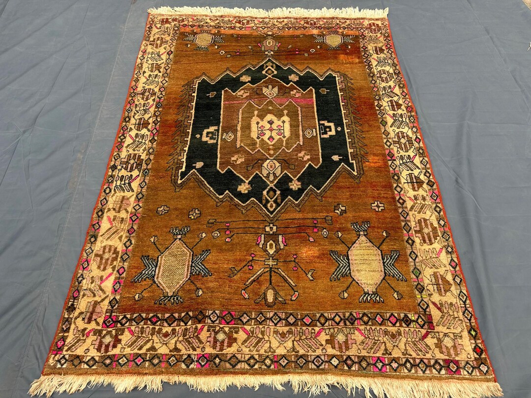 5.6x7.6 Ft Square Collectors Vintage Soft Wool Rug , Terracotta Natural ...