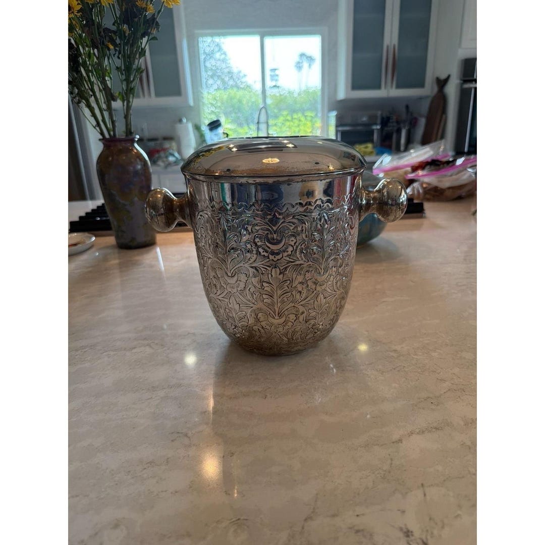 Vintage William Adams Silverplate Repousse Ice Bucket With Lid and ...