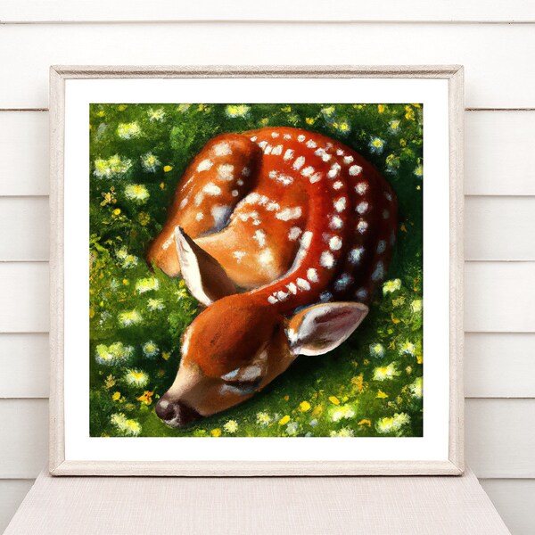 Sleeping Fawn Art - Etsy