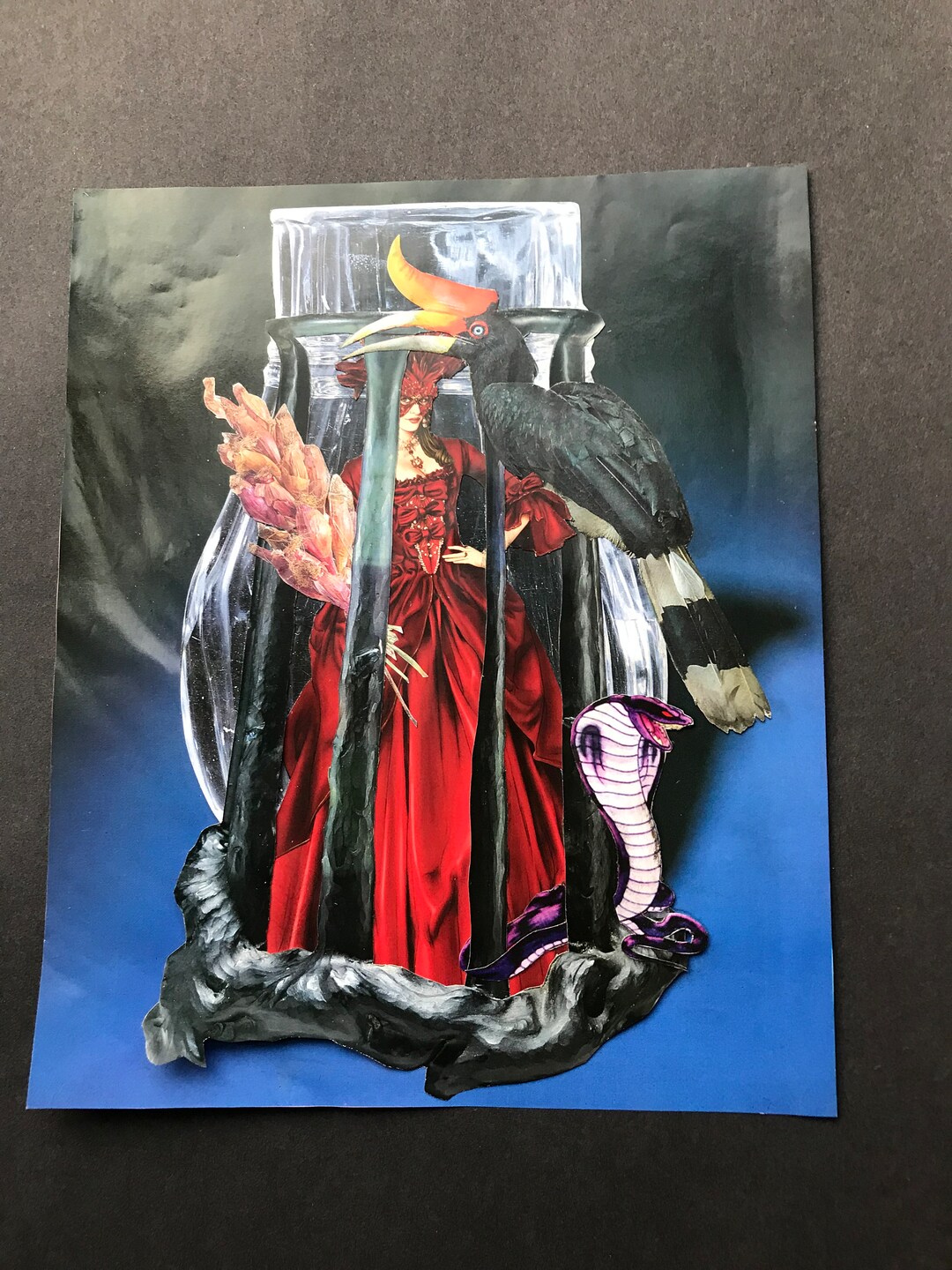 Lady in Red Paper Collage - Etsy