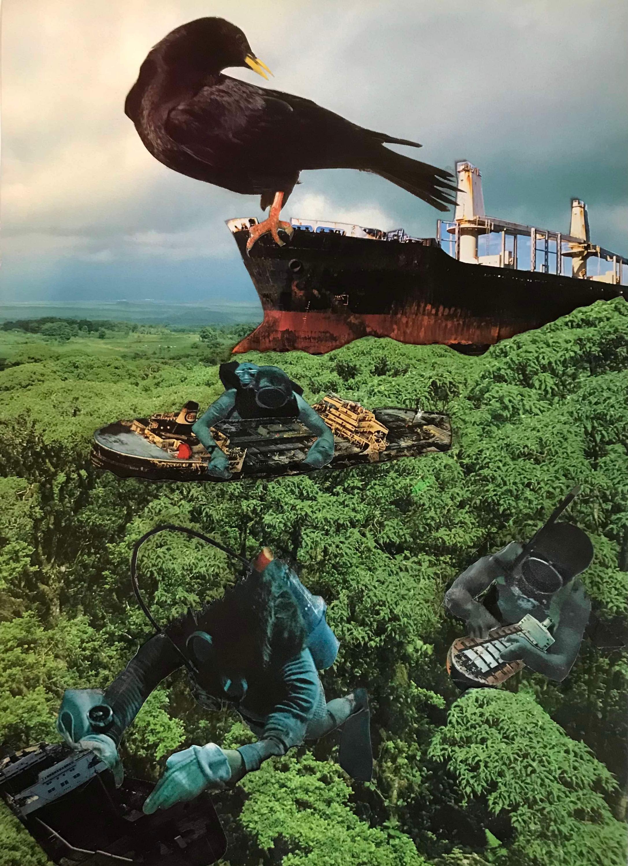 Deep Tree Diving Paper Collage - Etsy UK