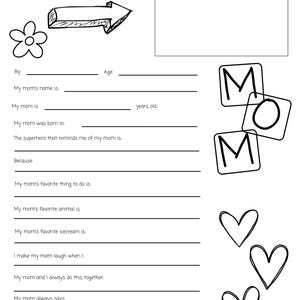 All About My Mom Questionnaire, Personalizable Mother's Day Craft, Mother's Day Worksheet, Gift ...