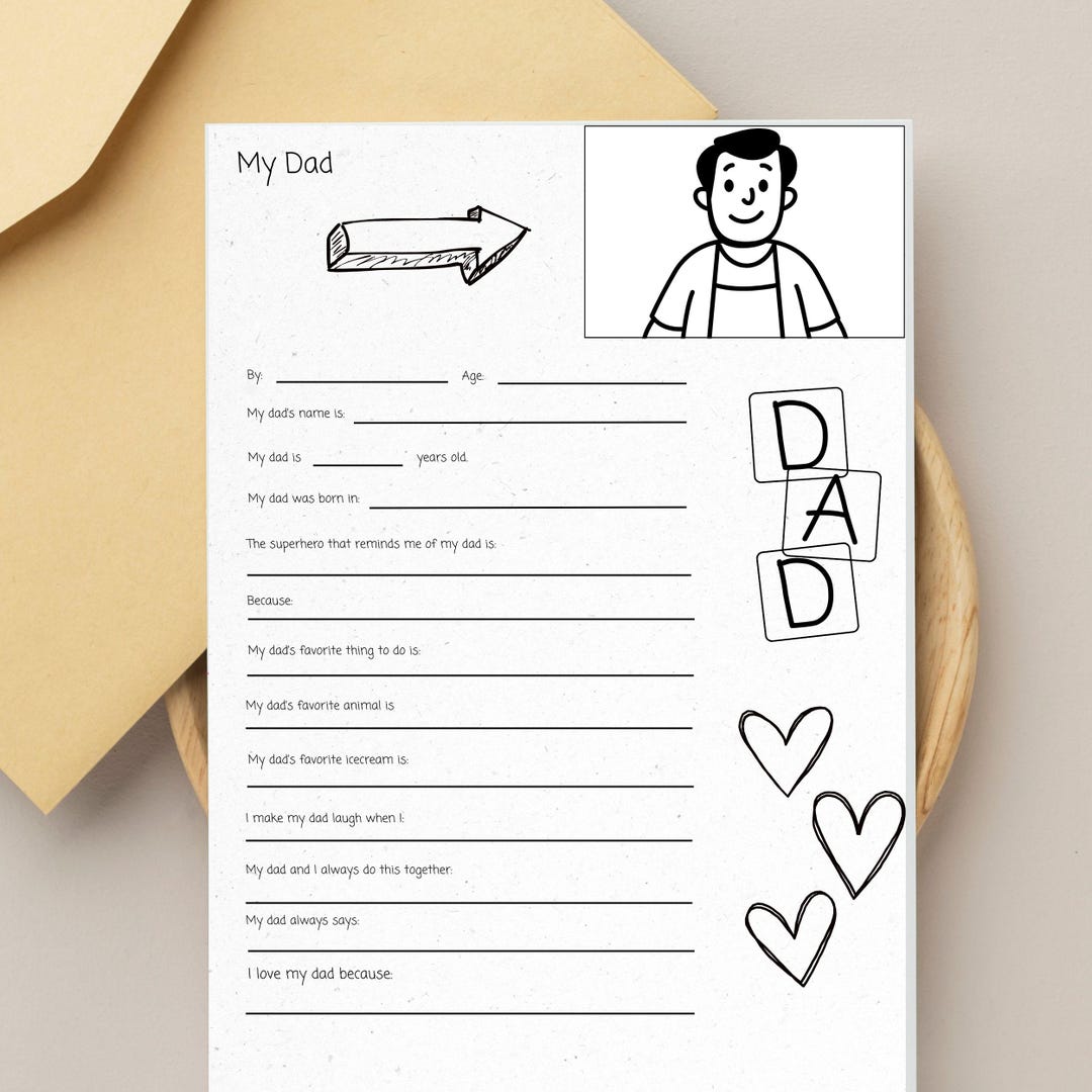 All About My Dad Questionnaire, Father's Day Gift, Father's Day ...