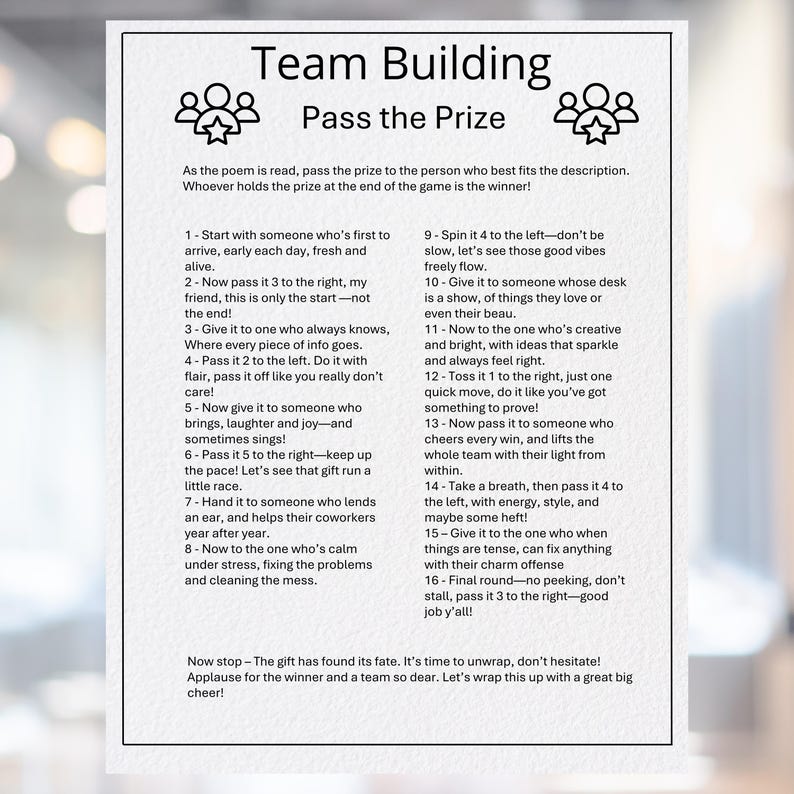 Office Games | Office Team Building Games | Team Building Pass the ...