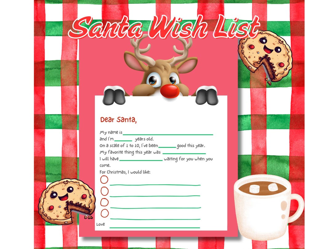 Kid's Letter to Santa | Santa Wish List Pdf | Santa Letter Pdf ...