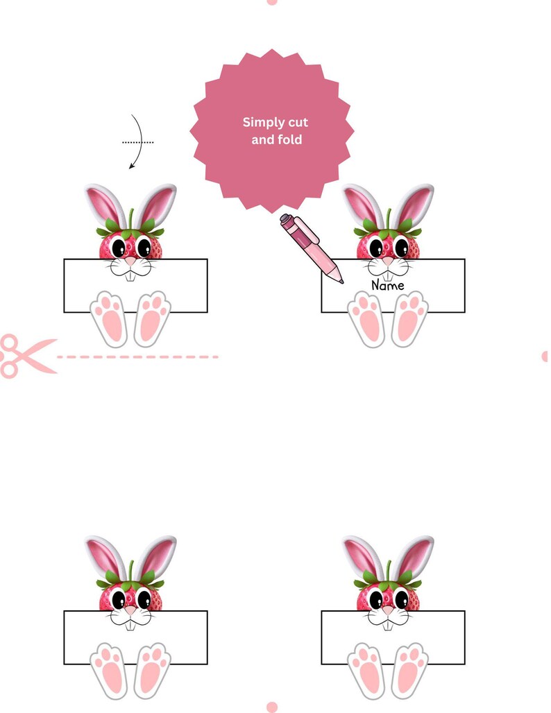 Printable, Foldable Dinner Name Tags, Instant Download, Strawberry ...