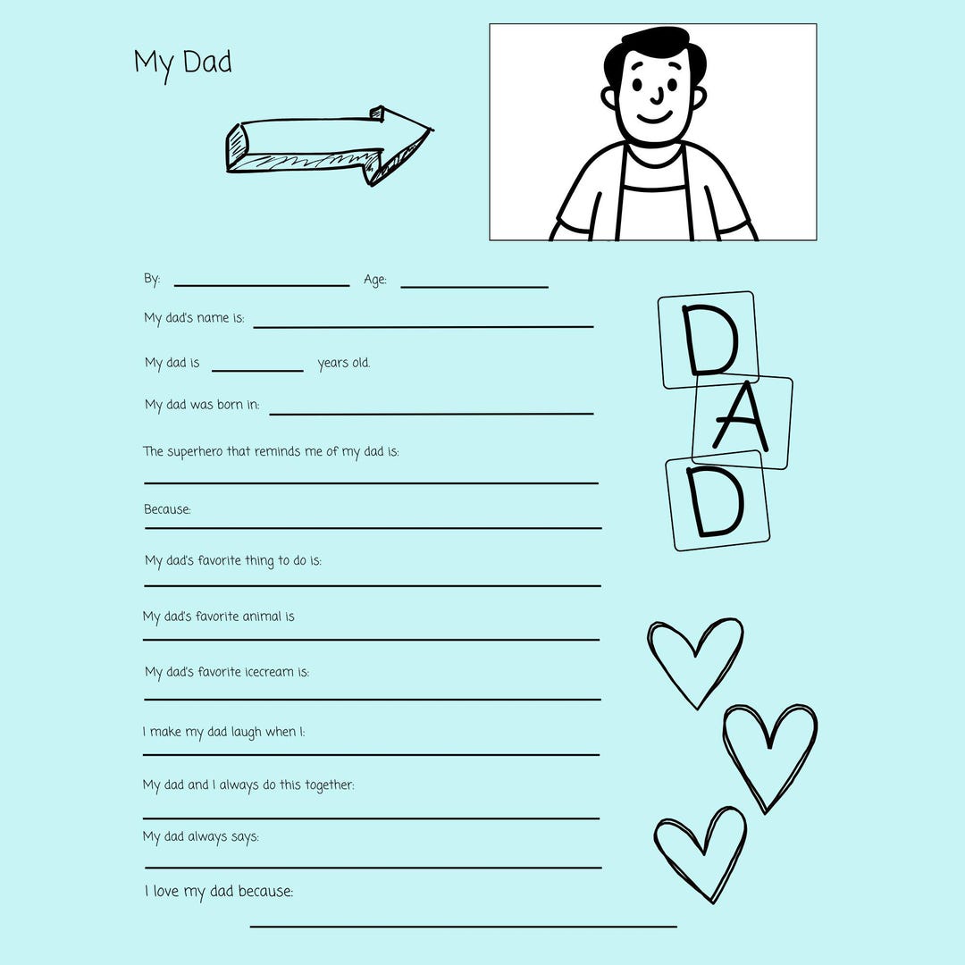 All About My Dad Questionnaire, Father's Day Craft, Father's Day ...