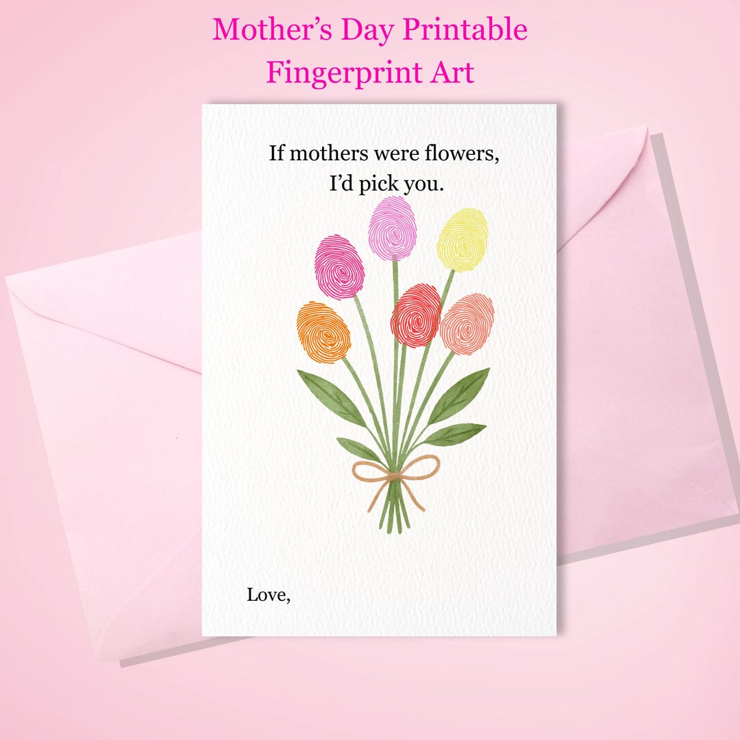 Mothers Day Fingerprint, Happy Mothers Day, Mothers Day Flower Craft ...