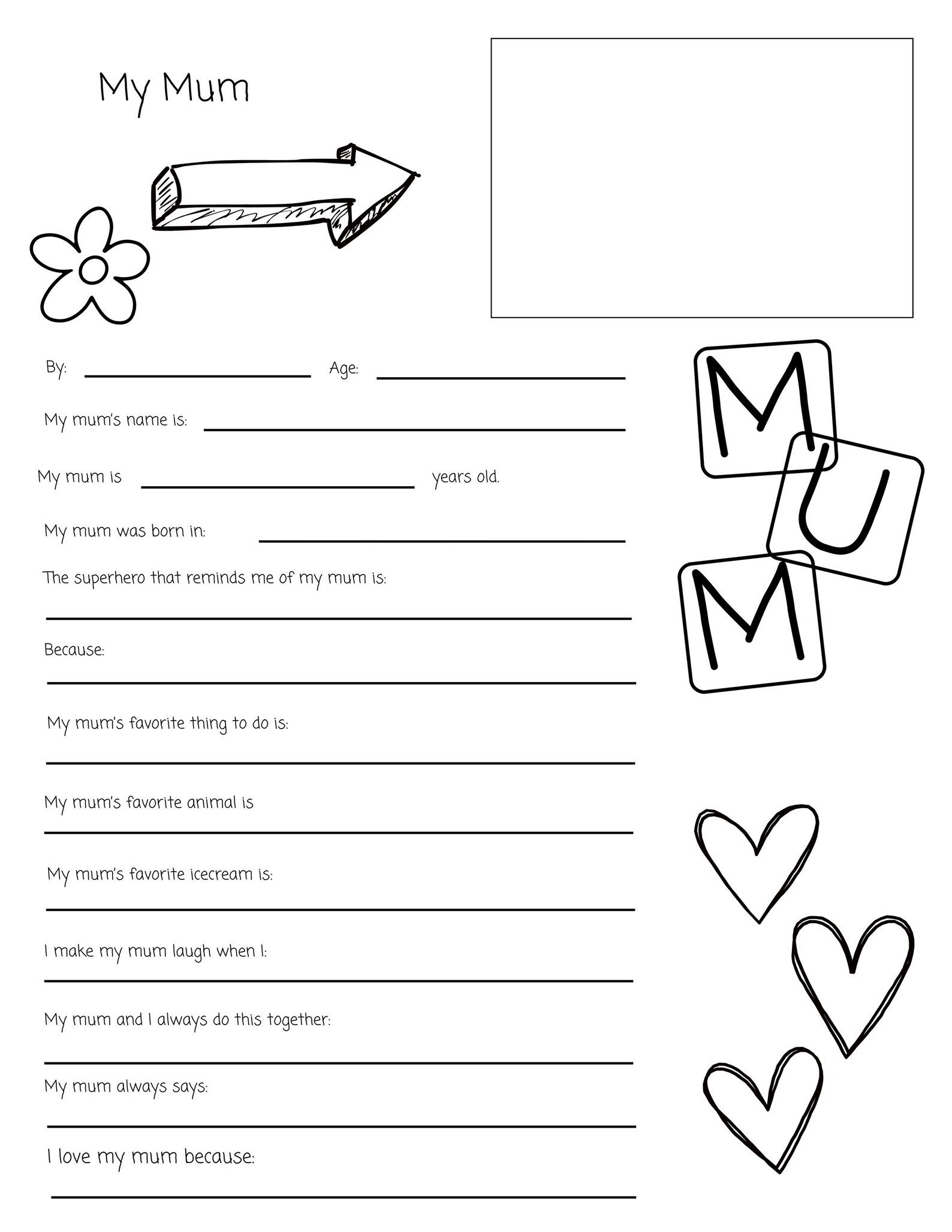 All About My Mom Questionnaire, Personalizable Mother's Day Craft ...