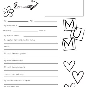 All About My Mom Questionnaire, Personalizable Mother's Day Craft ...