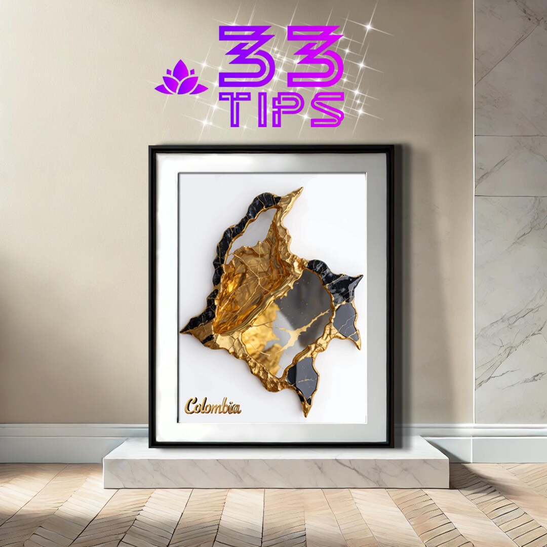 Beautiful Colombia Map Poster in Unique Granite Design Rolled Posters ...