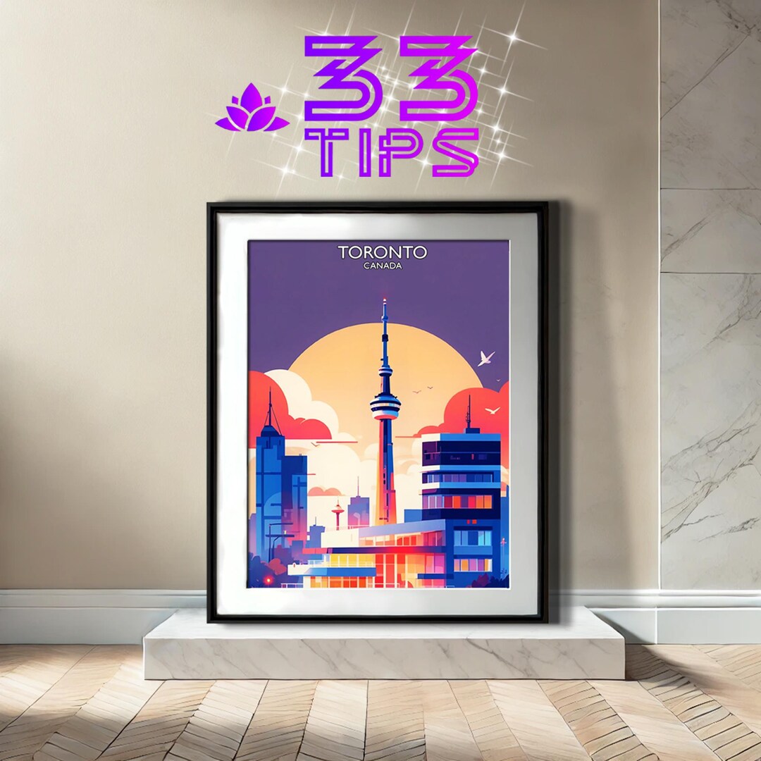 Toronto Skyline Poster Vibrant Cityscape Art Print, CN Tower Sunset ...