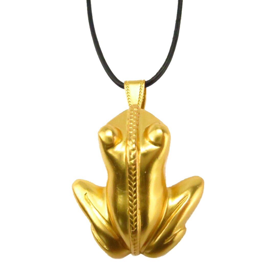 Tairona Frog With Braid Necklace Pre-columbian Inspired 24k Gold Plated ...