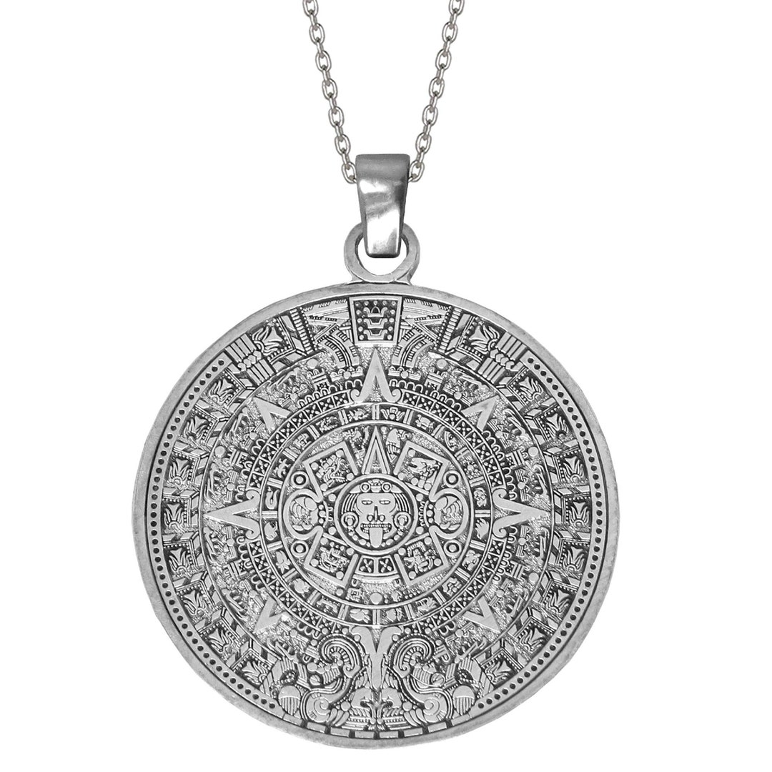 Aztec Solar Calendar Necklace 0.950 Silver 1 Piedra Del Sol Museum ...