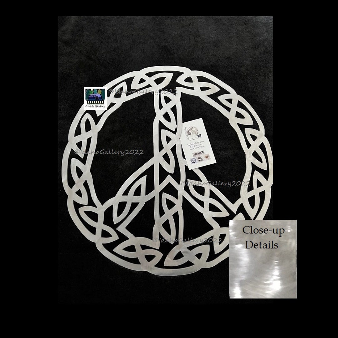 Peace Sign, 13" Celtic Metal Art, Swirled Stainless Steel, Spiritual ...