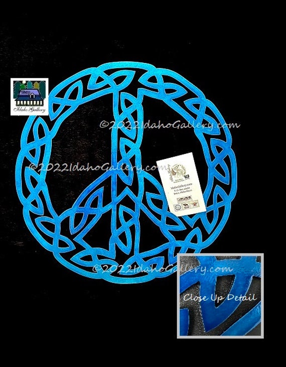 Metal Peace Sign Blue Celtic Metal Art 60's 70's - Etsy