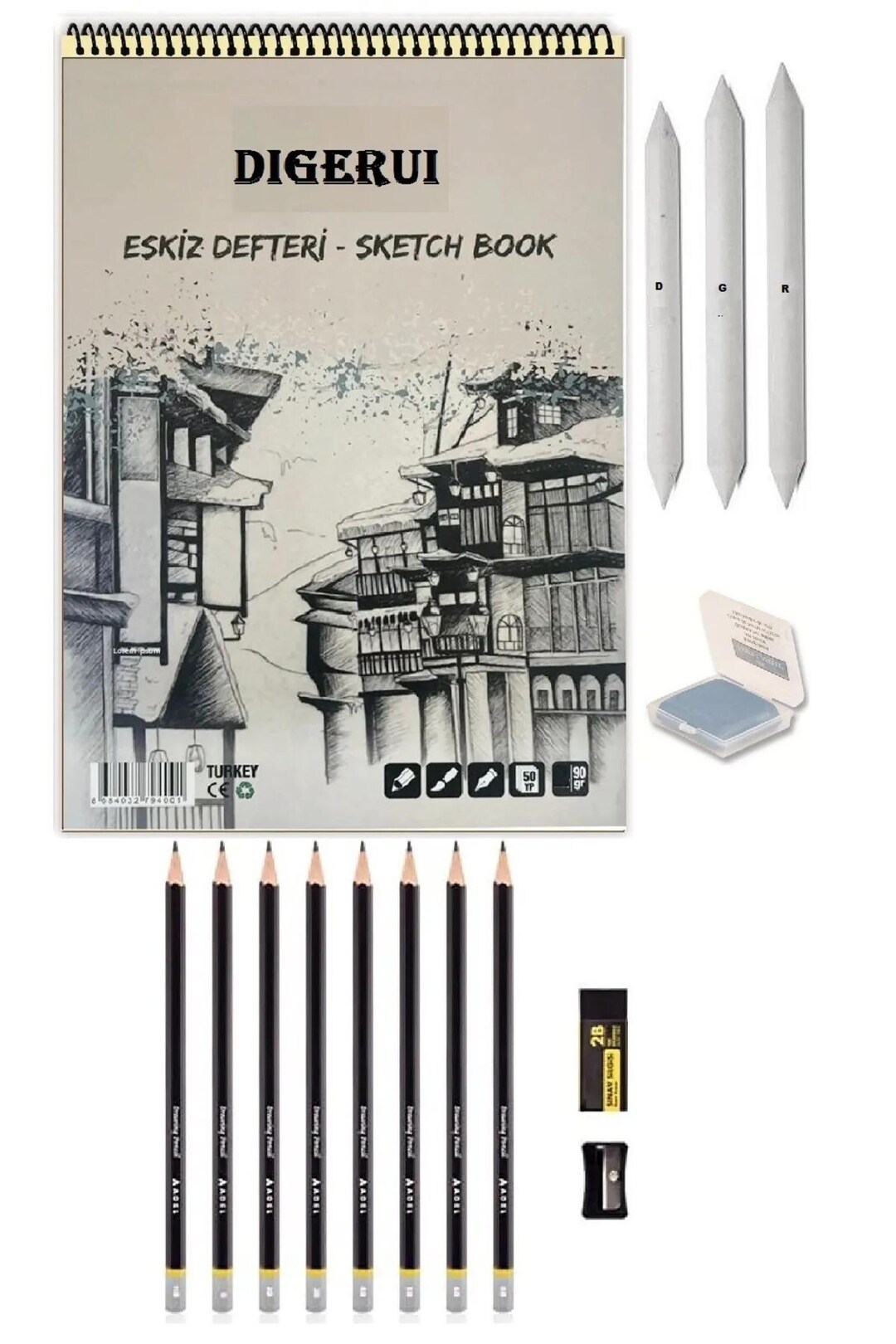 15 Pieces Sketching Set, Sketchbook, Beginner Artist Sketching Set - Etsy