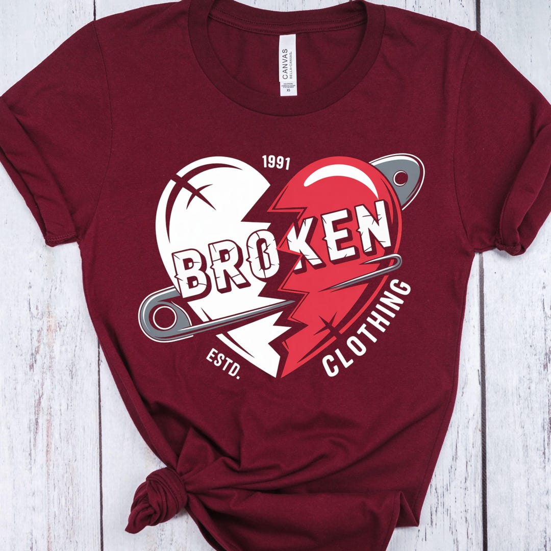 Broken Heart Graphic T-shirt, Grunge Aesthetic Clothing for Emo & Alt ...