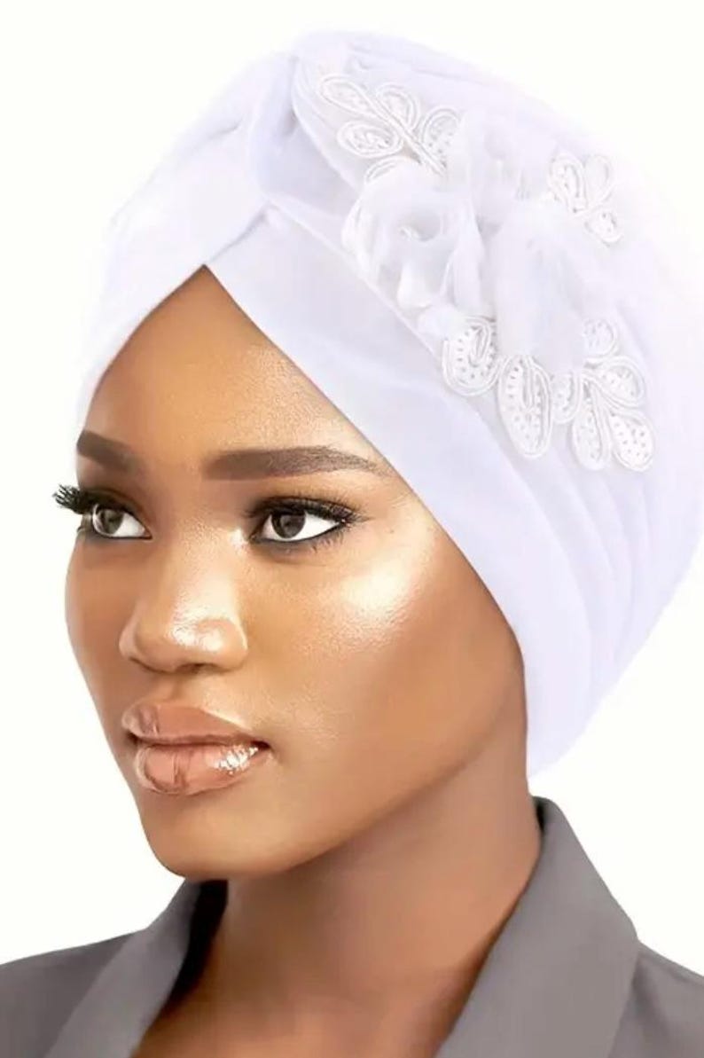 Flower Embroidery Elegant Turban Hats - Etsy