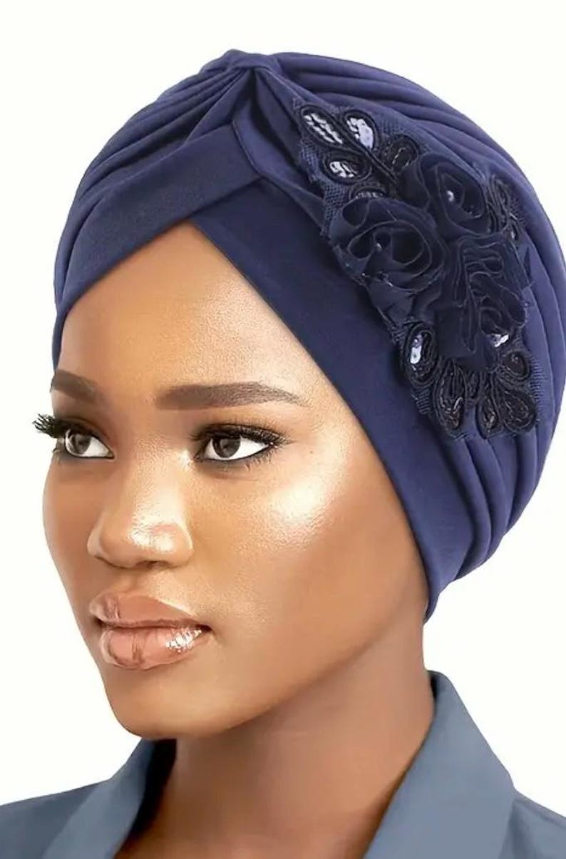 Flower Embroidery Elegant Turban Hats - Etsy