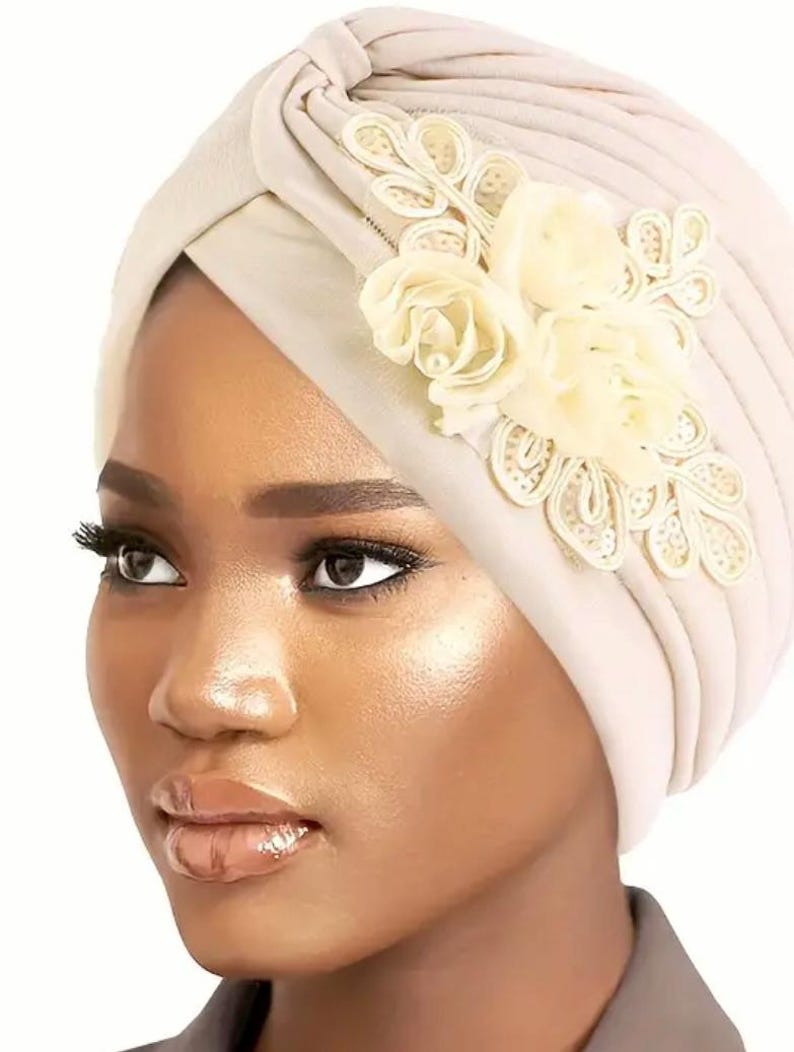 Flower Embroidery Elegant Turban Hats - Etsy