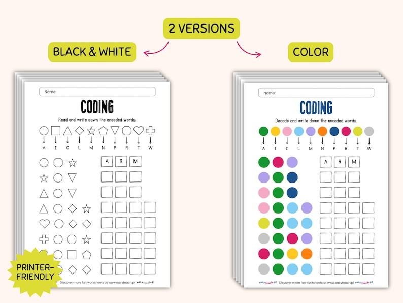 Printable Coding Worksheets for Kids | Logic and Literacy Activities | Preschool Learning PDF ...