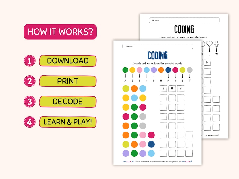Printable Coding Worksheets for Kids | Logic and Literacy Activities | Preschool Learning PDF ...