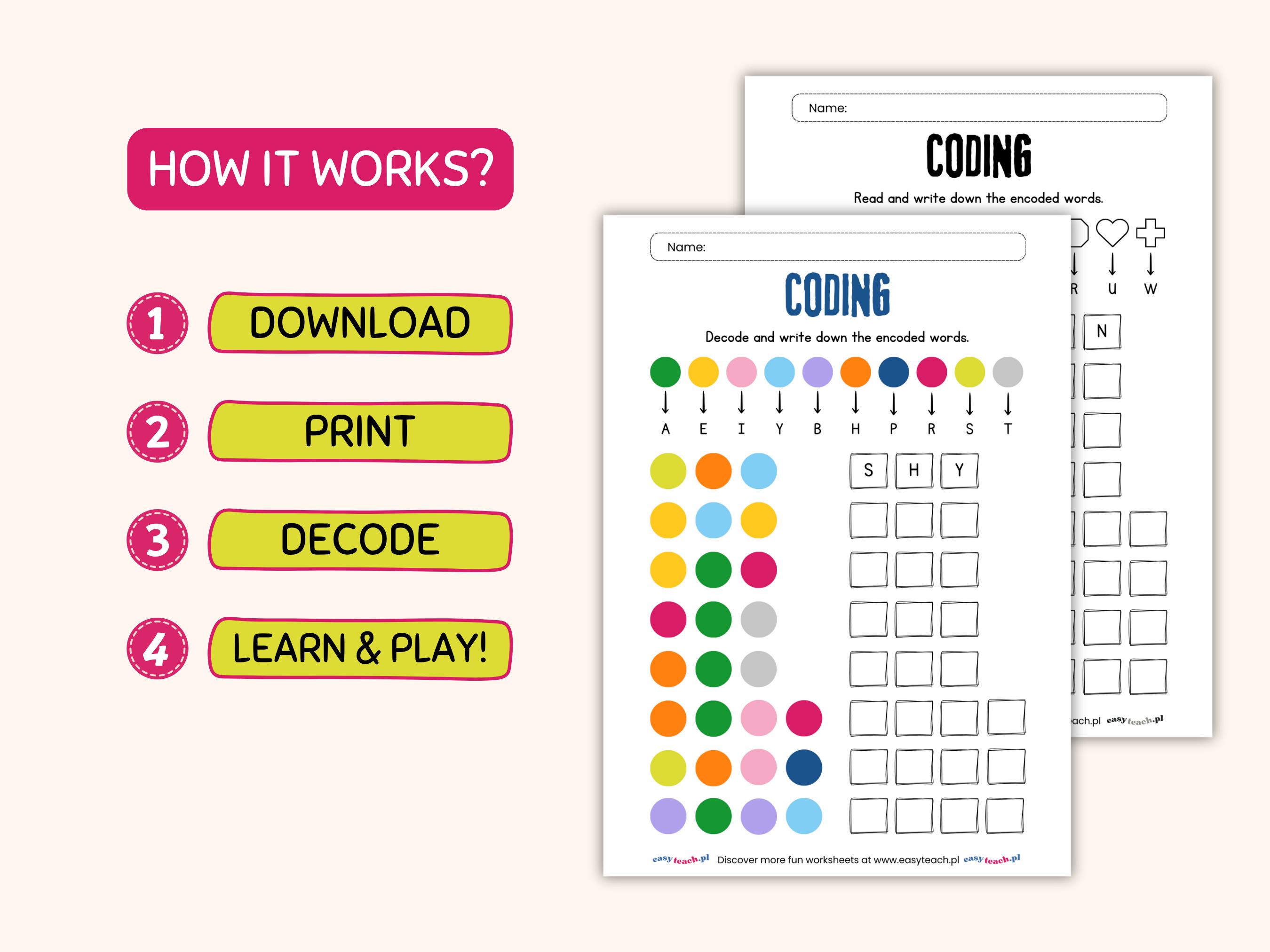 Printable Coding Worksheets for Kids | Logic and Literacy Activities ...